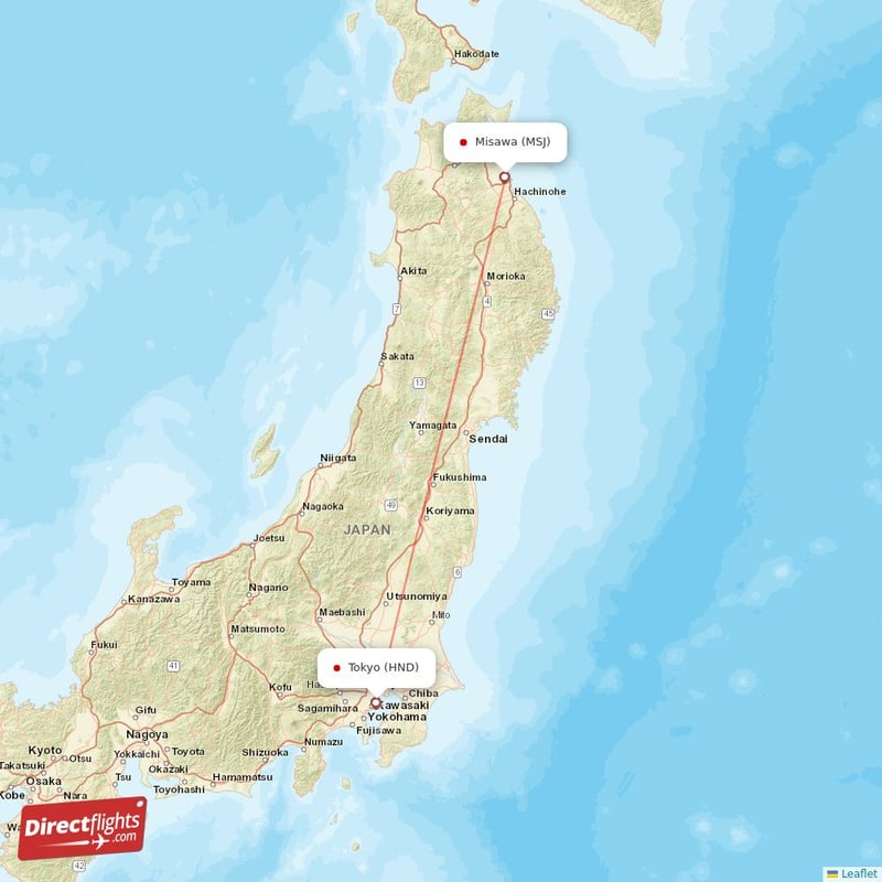 Direct flights from Misawa to Tokyo, MSJ to HND non-stop ...