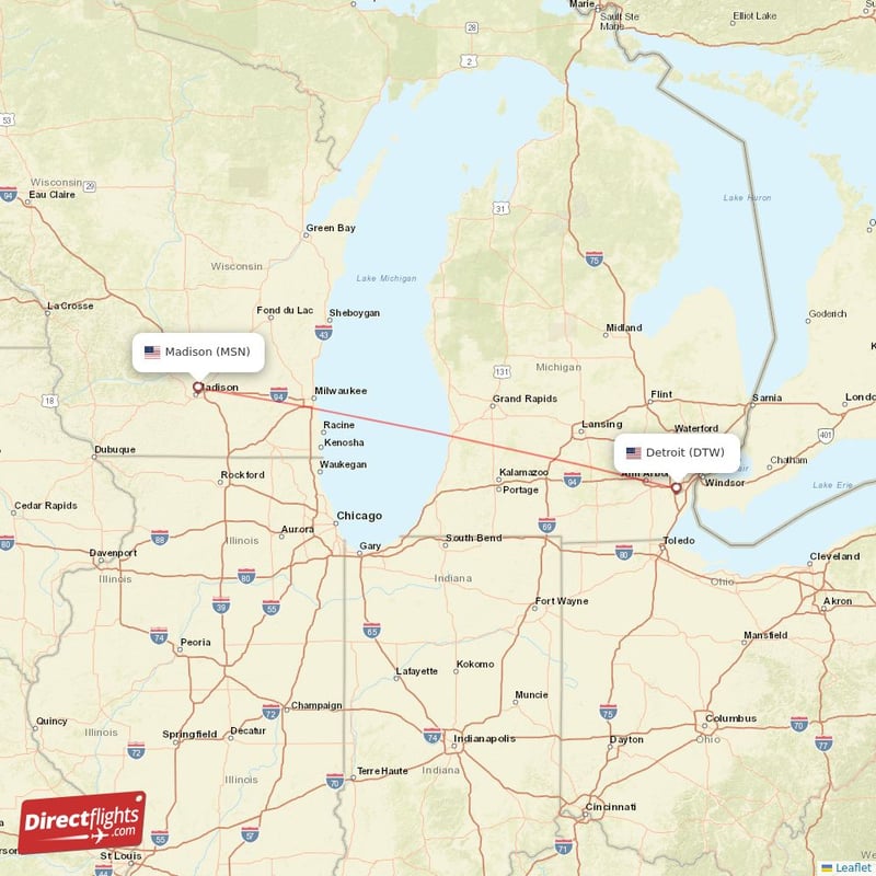 Direct flights from Madison to Detroit, MSN to DTW non-stop ...