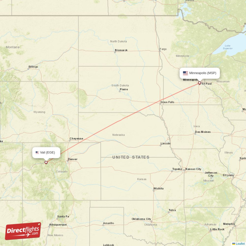 Direct flights from Minneapolis to Vail, MSP to EGE non-stop - Directflights.com