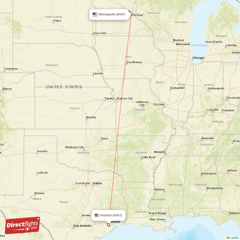 Direct flights from Minneapolis to Houston (MSP-HOU) - Directflights.com