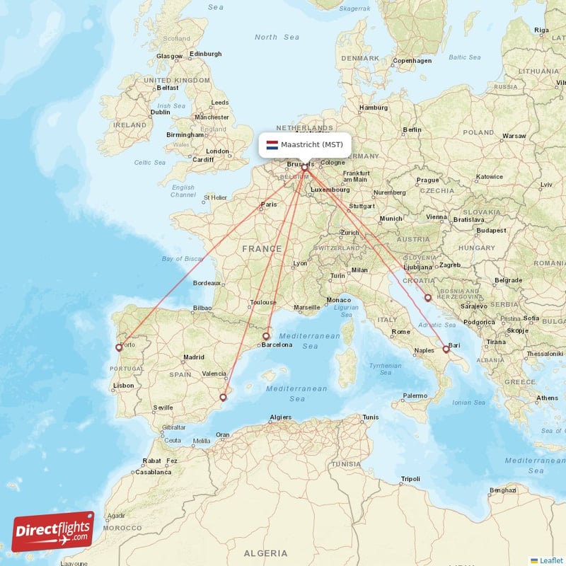 Direct flights from Maastricht - 6 destinations - MST, Netherlands ...