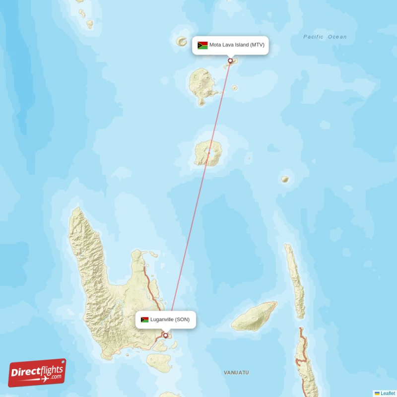 Direct flights from Mota Lava Island to Luganville (MTV-SON ...