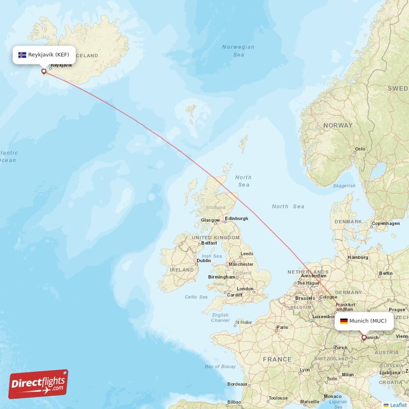 Direct flights from Munich to Reykjavik, MUC to KEF non-stop - Directflights.com