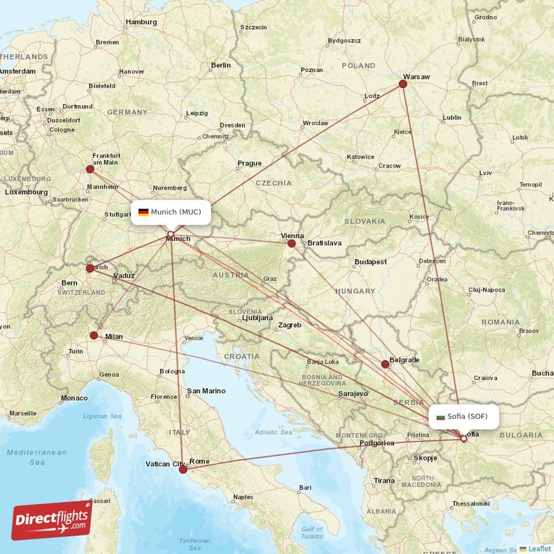 Direct flights from Munich to Sofia, MUC to SOF non-stop - Directflights.com