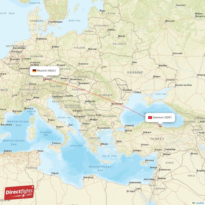 Direct flights from Munich to Samsun, MUC to SZF non-stop - Directflights.com