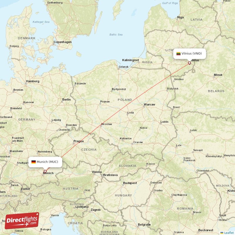 Direct flights from Munich to Vilnius, MUC to VNO non-stop ...