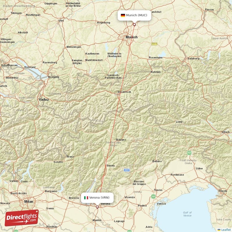 Direct flights from Munich to Verona, MUC to VRN non-stop ...