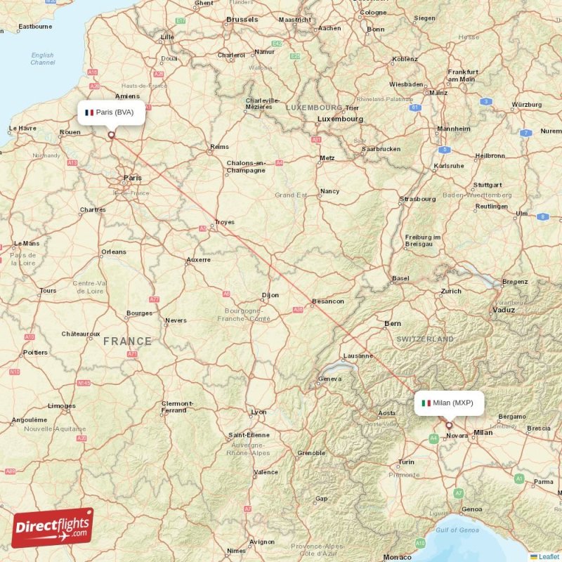 Direct flights from Milan to Paris (MXP-BVA) - Directflights.com
