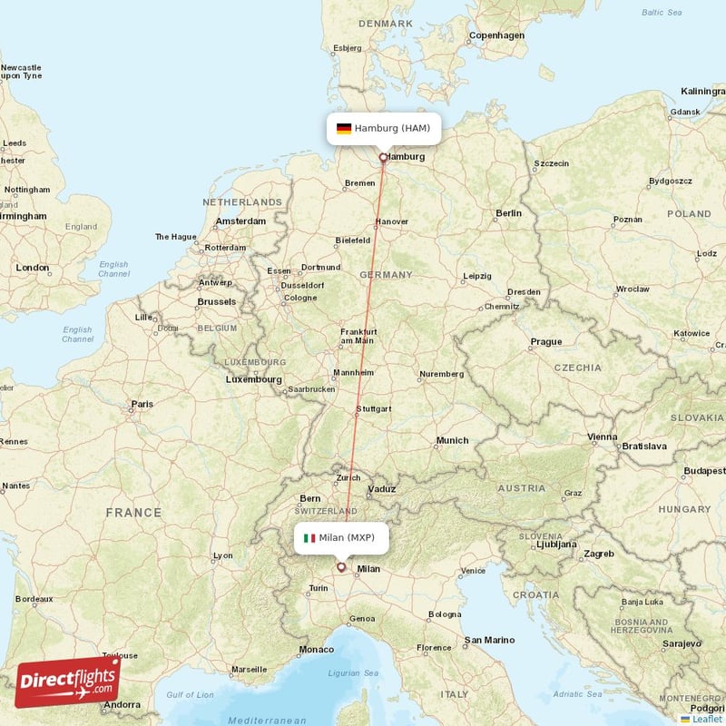 Direct flights from Milan to Hamburg, MXP to HAM non-stop - Directflights.com