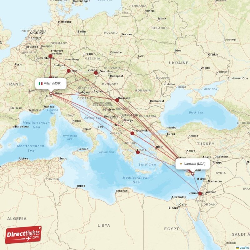 Direct flights from Milan to Larnaca, MXP to LCA non-stop ...