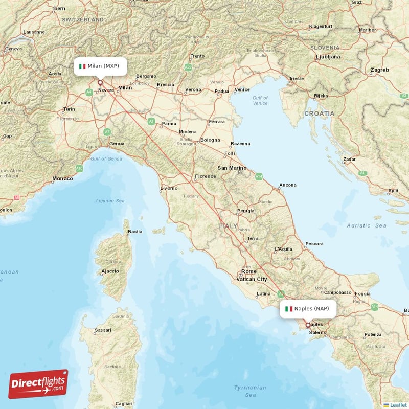 Direct flights from Milan to Naples, MXP to NAP non-stop ...