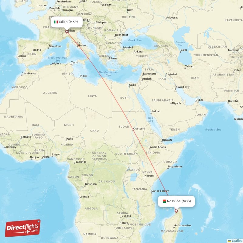 Direct flights from Milan to Nossi-be, MXP to NOS non-stop ...