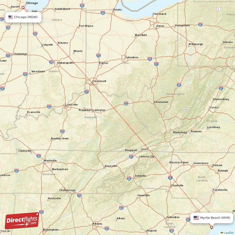 Direct flights from Myrtle Beach to Chicago, MYR to MDW non-stop - Directflights.com