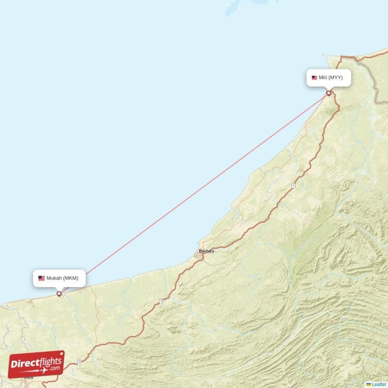 Direct flights from Miri to Mukah, MYY to MKM non-stop - Directflights.com