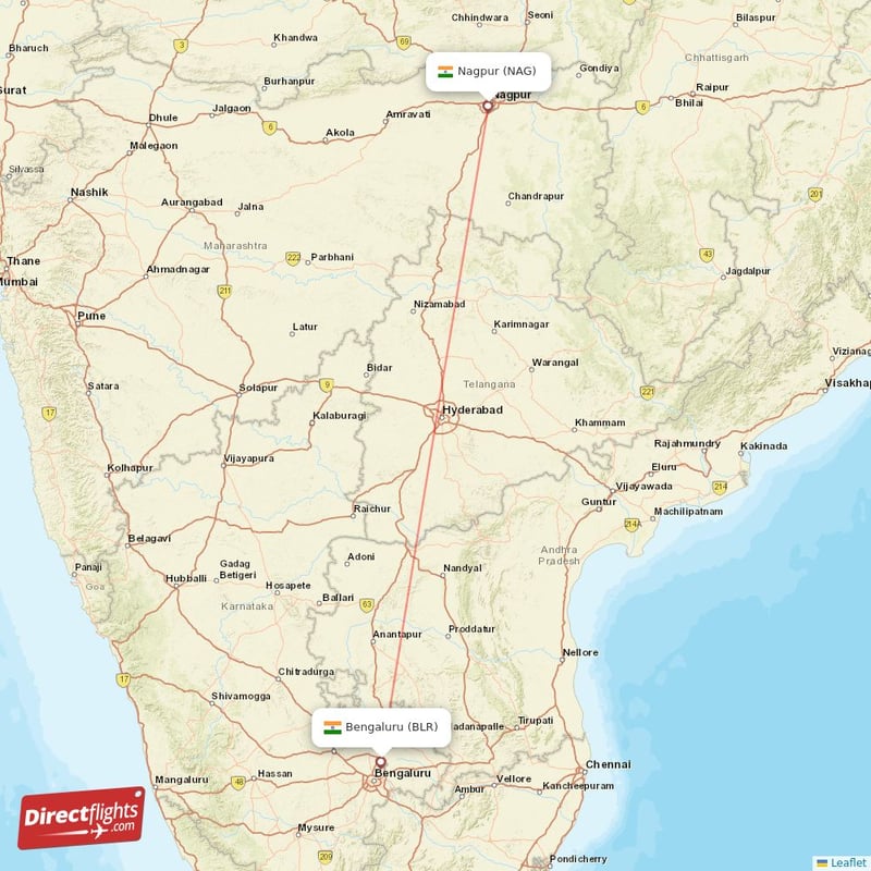 Direct flights from Nagpur to Bengaluru, NAG to BLR non-stop - Directflights.com
