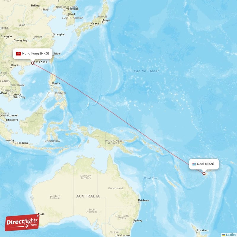 Direct flights from Nadi to Hong Kong, NAN to HKG non-stop - Directflights.com