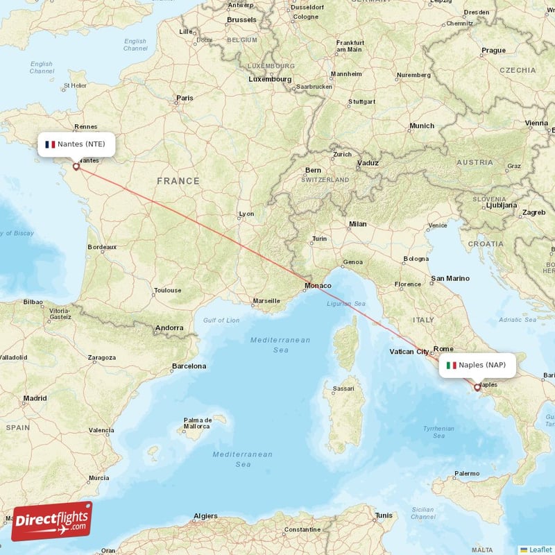 Direct flights from Naples to Nantes, NAP to NTE non-stop ...
