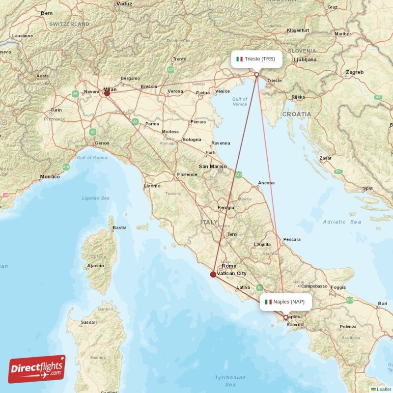 Direct flights from Naples to Trieste, NAP to TRS non-stop ...