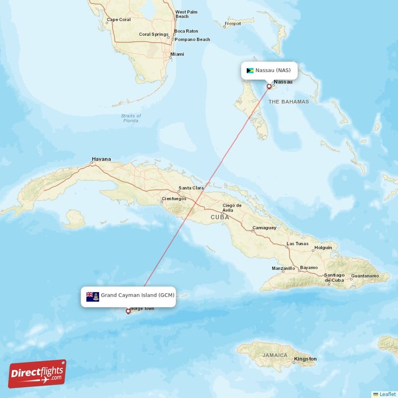 Direct flights from Nassau to Grand Cayman Island, NAS to GCM non-stop - Directflights.com