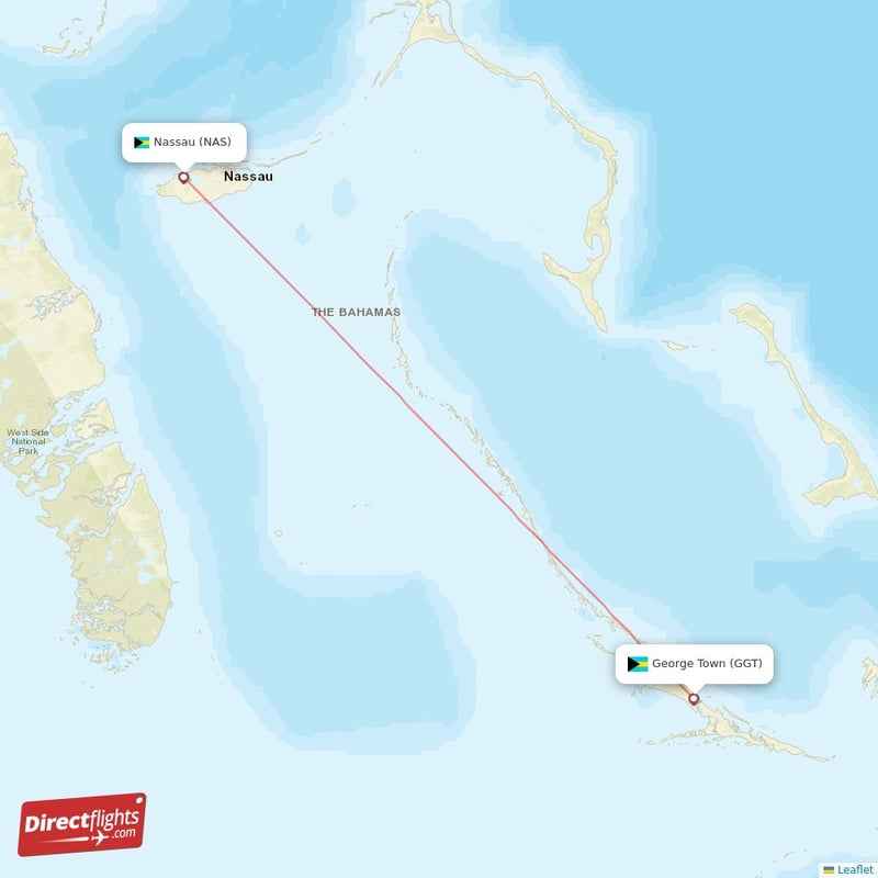 Direct flights from Nassau to George Town, NAS to GGT non-stop - Directflights.com