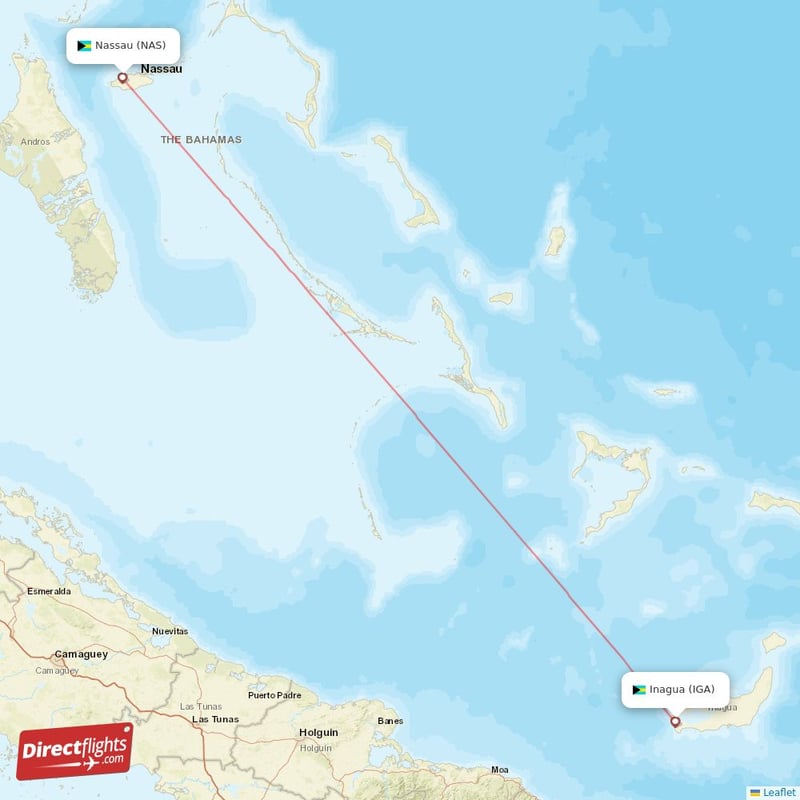 Direct flights from Nassau to Inagua, NAS to IGA non-stop - Directflights.com