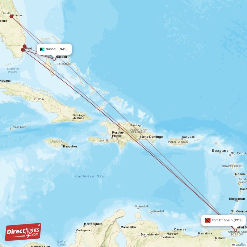 Direct flights from Nassau to Port Of Spain, NAS to POS non-stop - Directflights.com