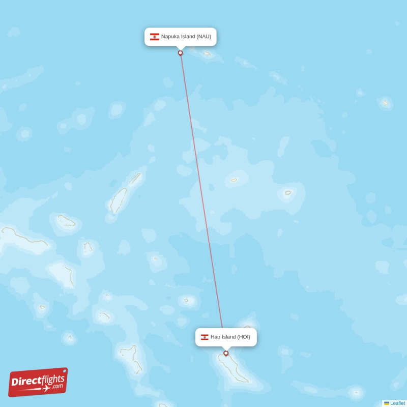 Direct flights from Napuka Island to Hao Island, NAU to HOI non-stop ...
