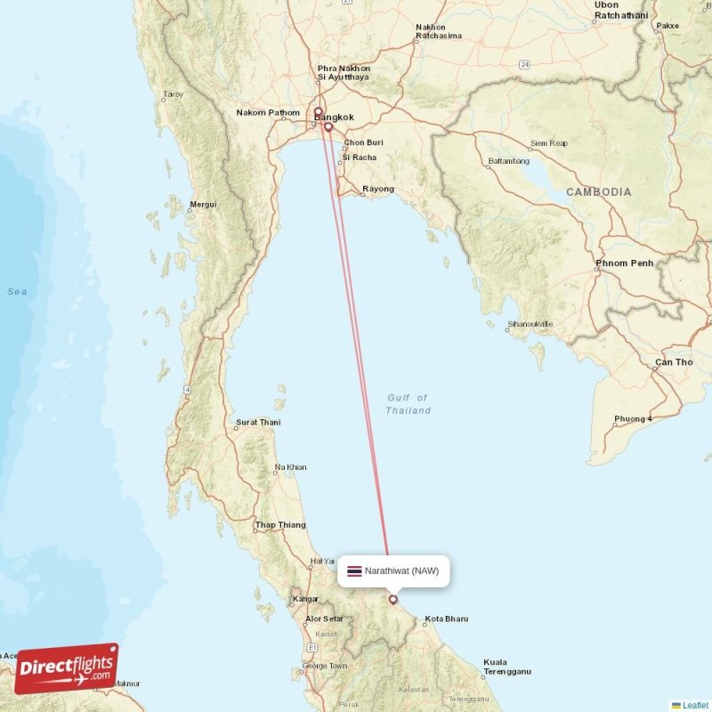 Direct flights from Narathiwat - 1 destinations - NAW, Thailand ...