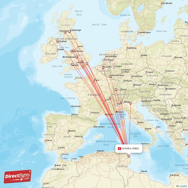 Direct flights to Enfidha - NBE, Tunisia - Directflights.com