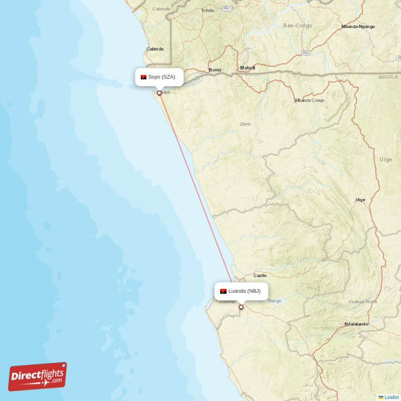 Direct flights from Luanda to Soyo, NBJ to SZA non-stop - Directflights.com