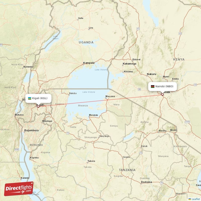 Direct flights from Nairobi to Kigali, NBO to KGL non-stop - Directflights.com