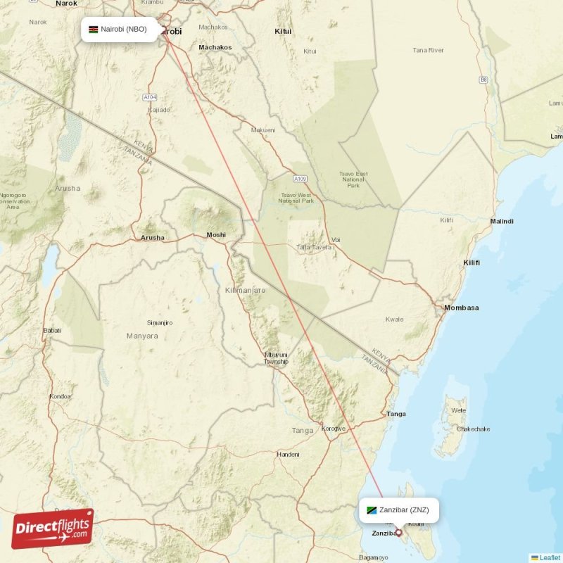 Direct flights from Nairobi to Zanzibar, NBO to ZNZ non-stop ...