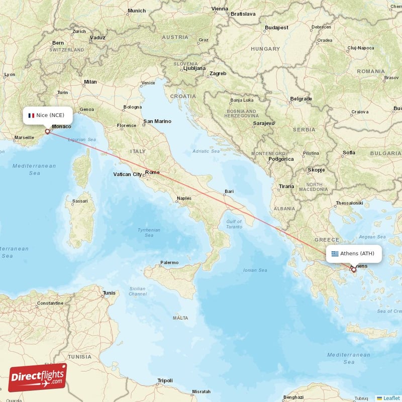 Direct flights from Nice to Athens, NCE to ATH non-stop - Directflights.com