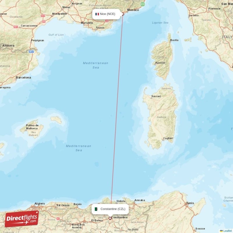 Direct flights from Nice to Constantine, NCE to CZL non-stop ...