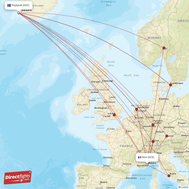 Direct flights from Nice to Reykjavik, NCE to KEF non-stop ...