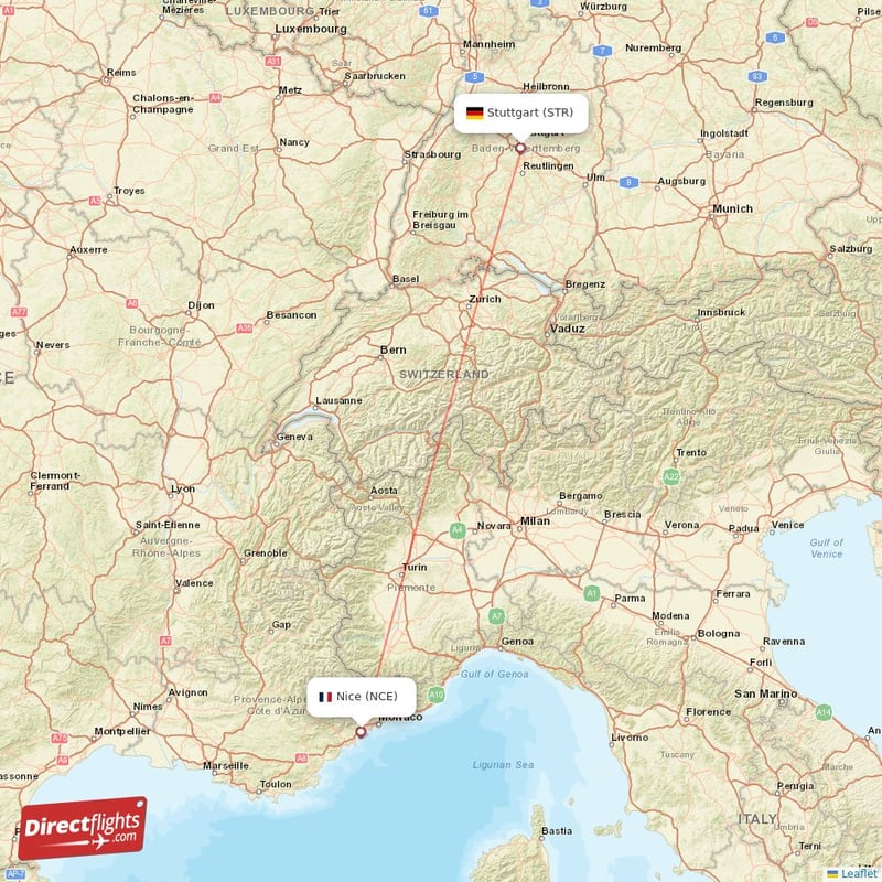 Direct flights from Nice to Stuttgart, NCE to STR non-stop - Directflights.com