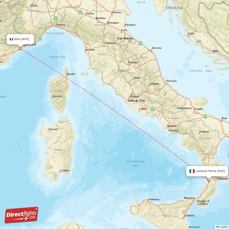 Direct flights from Nice to Lamezia-Terme (NCE-SUF) - Directflights.com
