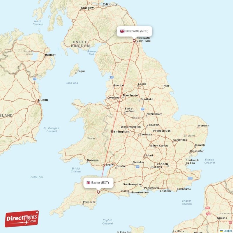 Direct flights from Newcastle to Exeter, NCL to EXT non-stop ...