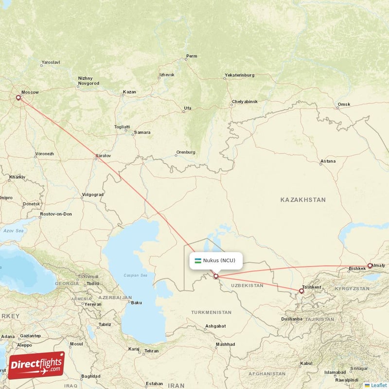 Direct flights from Nukus - 5 destinations - NCU, Uzbekistan ...