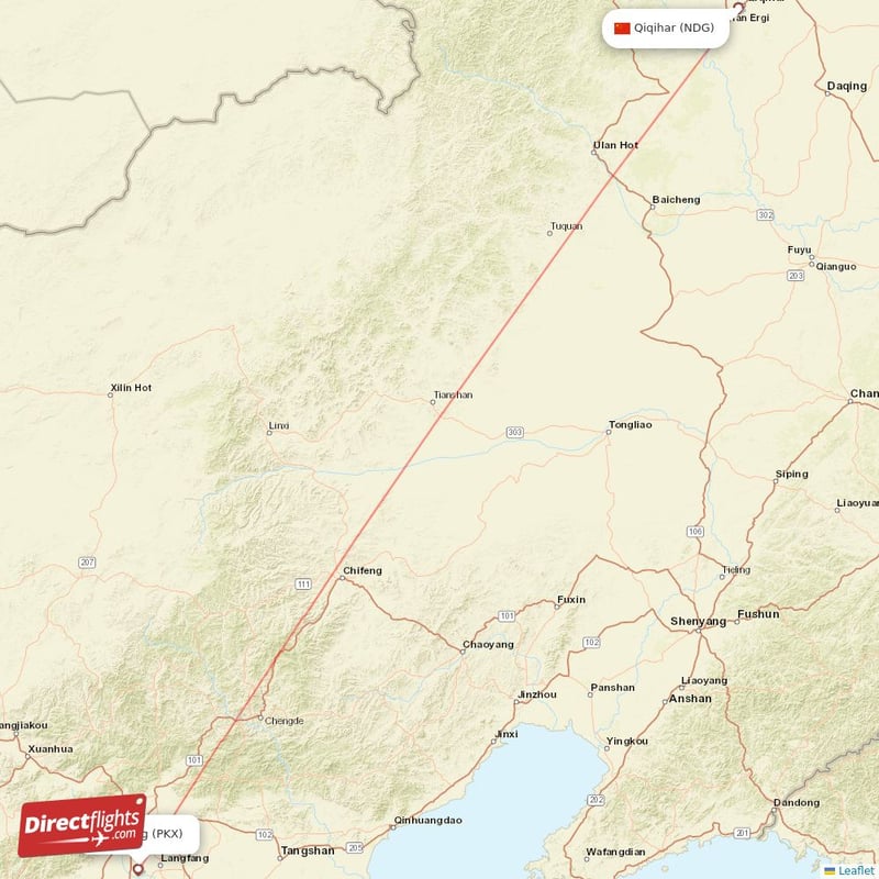 Direct flights from Qiqihar to Beijing, NDG to PKX non-stop ...