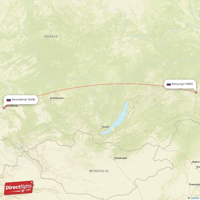 Direct flights from Neryungri to Novosibirsk, NER to OVB non-stop - Directflights.com