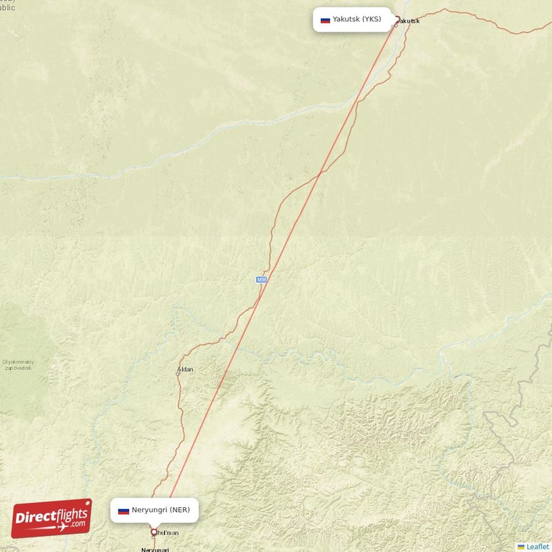 Direct flights from Neryungri to Yakutsk, NER to YKS non-stop - Directflights.com
