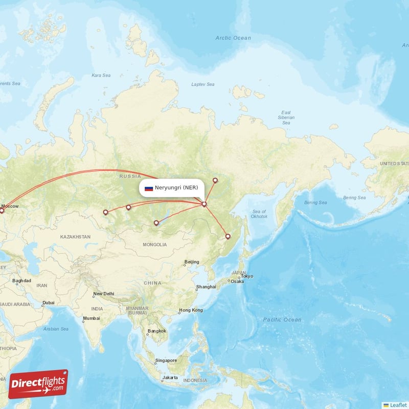 Direct flights from Neryungri - 8 destinations - NER, Russia ...