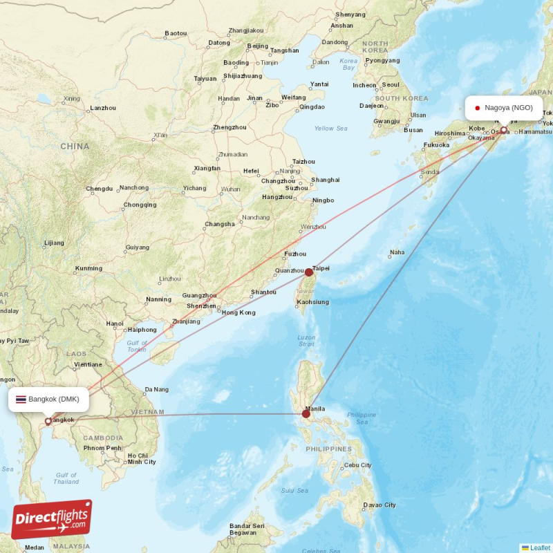 Direct flights from Nagoya to Bangkok (NGO-DMK) - Directflights.com