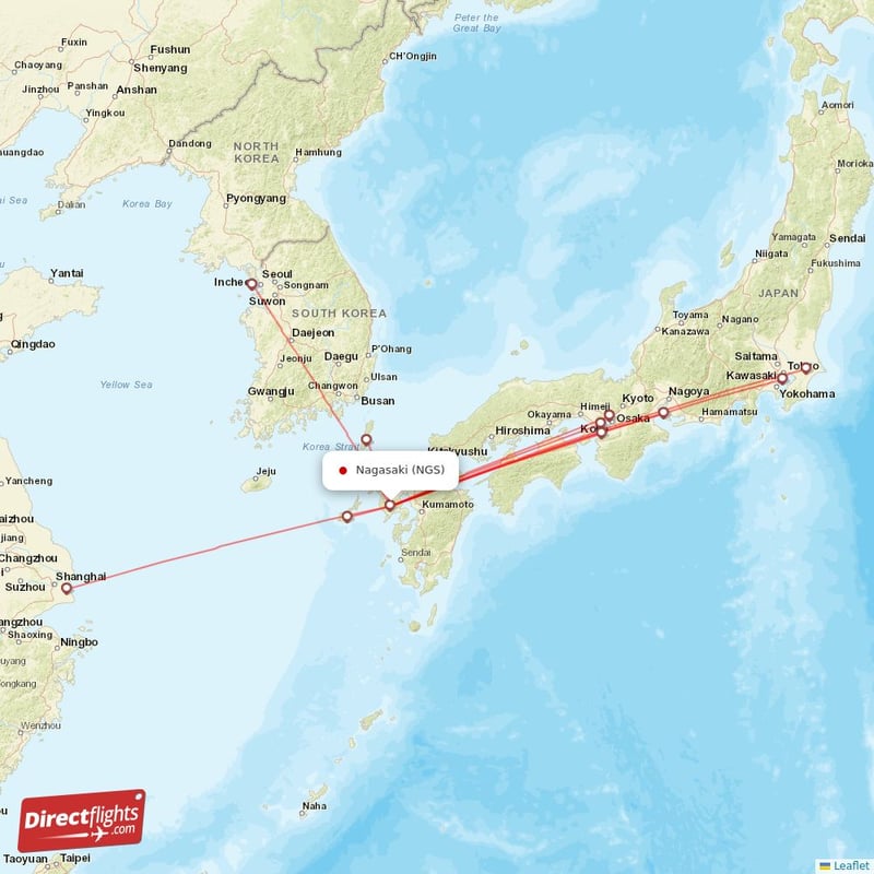 Direct flights to Nagasaki - NGS, Japan - Directflights.com