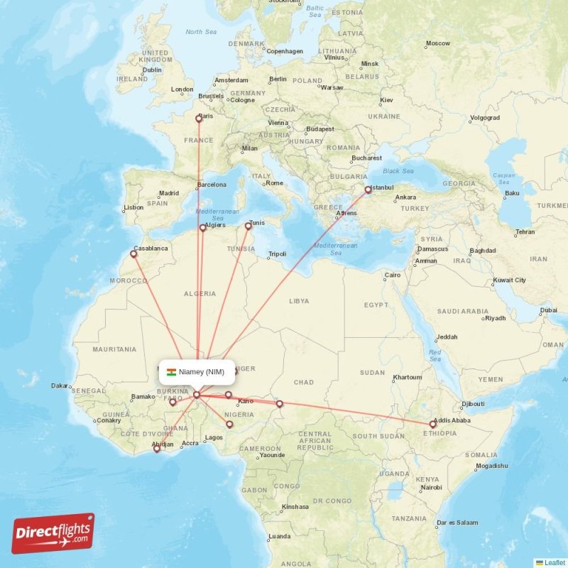 Direct flights from Niamey - 12 destinations - NIM, Niger ...