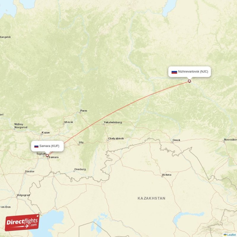 Direct flights from Nizhnevartovsk to Samara, NJC to KUF non-stop ...