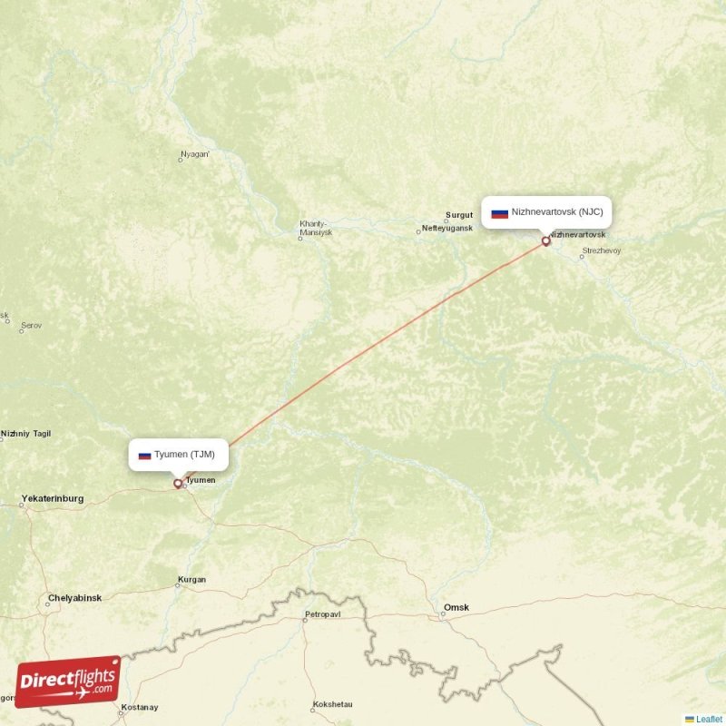 Direct flights from Nizhnevartovsk to Tyumen, NJC to TJM non-stop ...