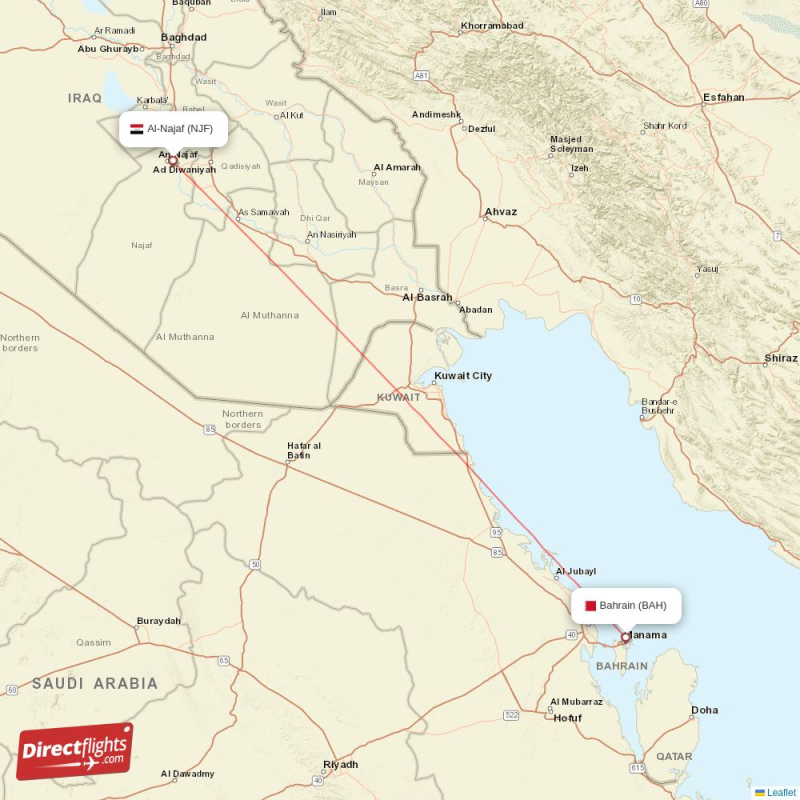 Direct flights from Al-Najaf to Bahrain (NJF-BAH) - Directflights.com