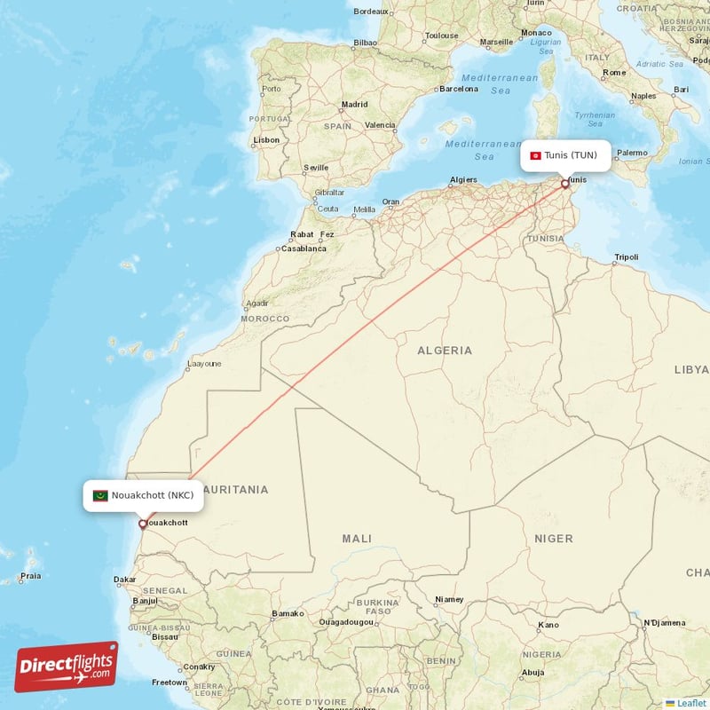 Direct flights from Nouakchott to Tunis, NKC to TUN non-stop ...